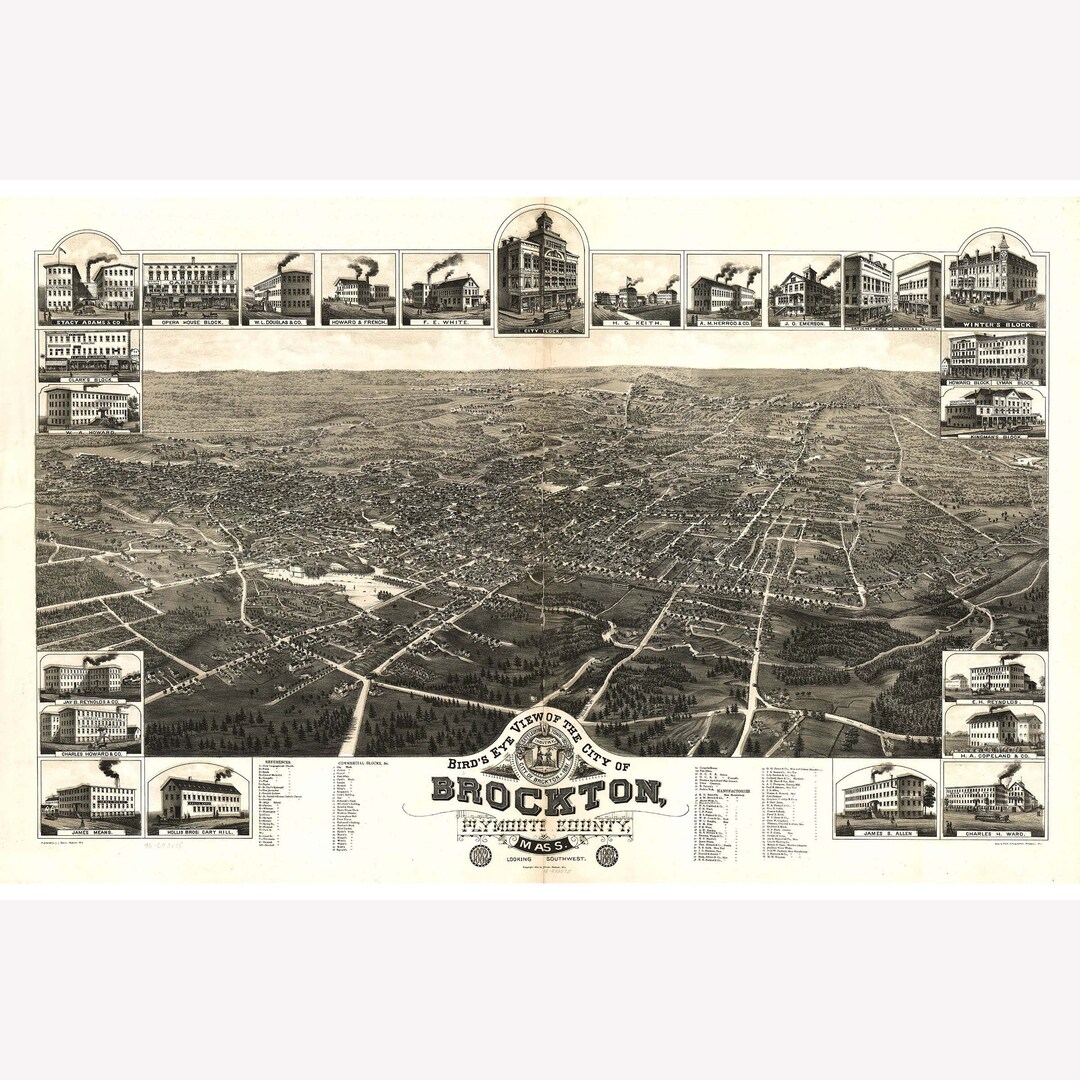 Brockton, Massachusetts Ave, condado de Plymouth, mapa antiguo de ...