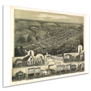 Map of Shenandoah, PA; Antique Map; Pictorial or Birdseye Map, 1899 ...