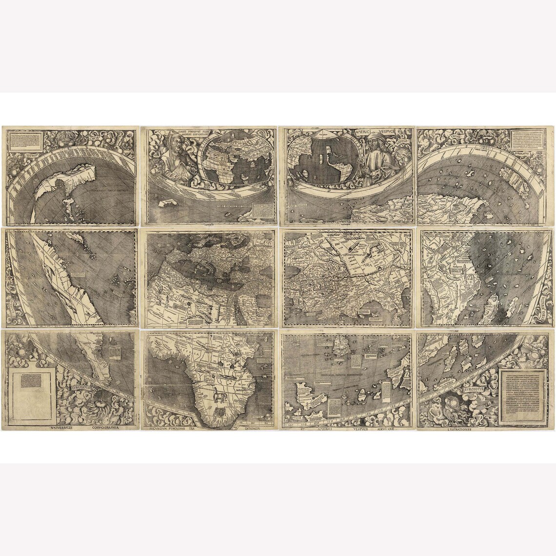 World Map by Martin Waldseemuller 1507 Historic Map Custom | Etsy