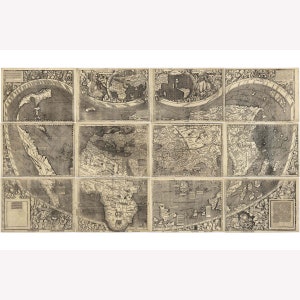 World Map by Martin Waldseemuller, 1507; Historic Map Custom Reprint ...