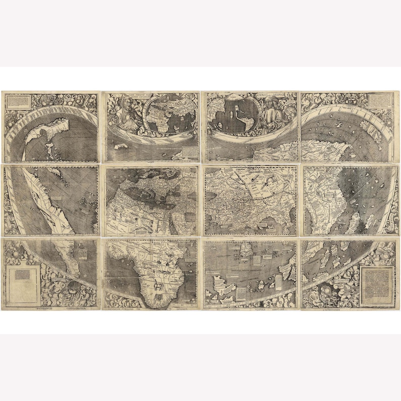 World Map by Martin Waldseemuller 1507 Historic Map Custom | Etsy