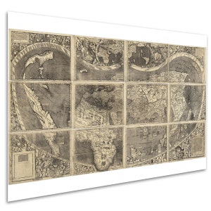 World Map by Martin Waldseemuller, 1507; Historic Map Custom Reprint ...