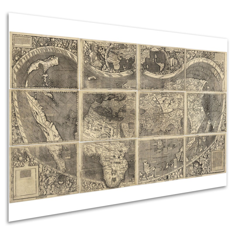 World Map by Martin Waldseemuller 1507 Historic Map Custom | Etsy