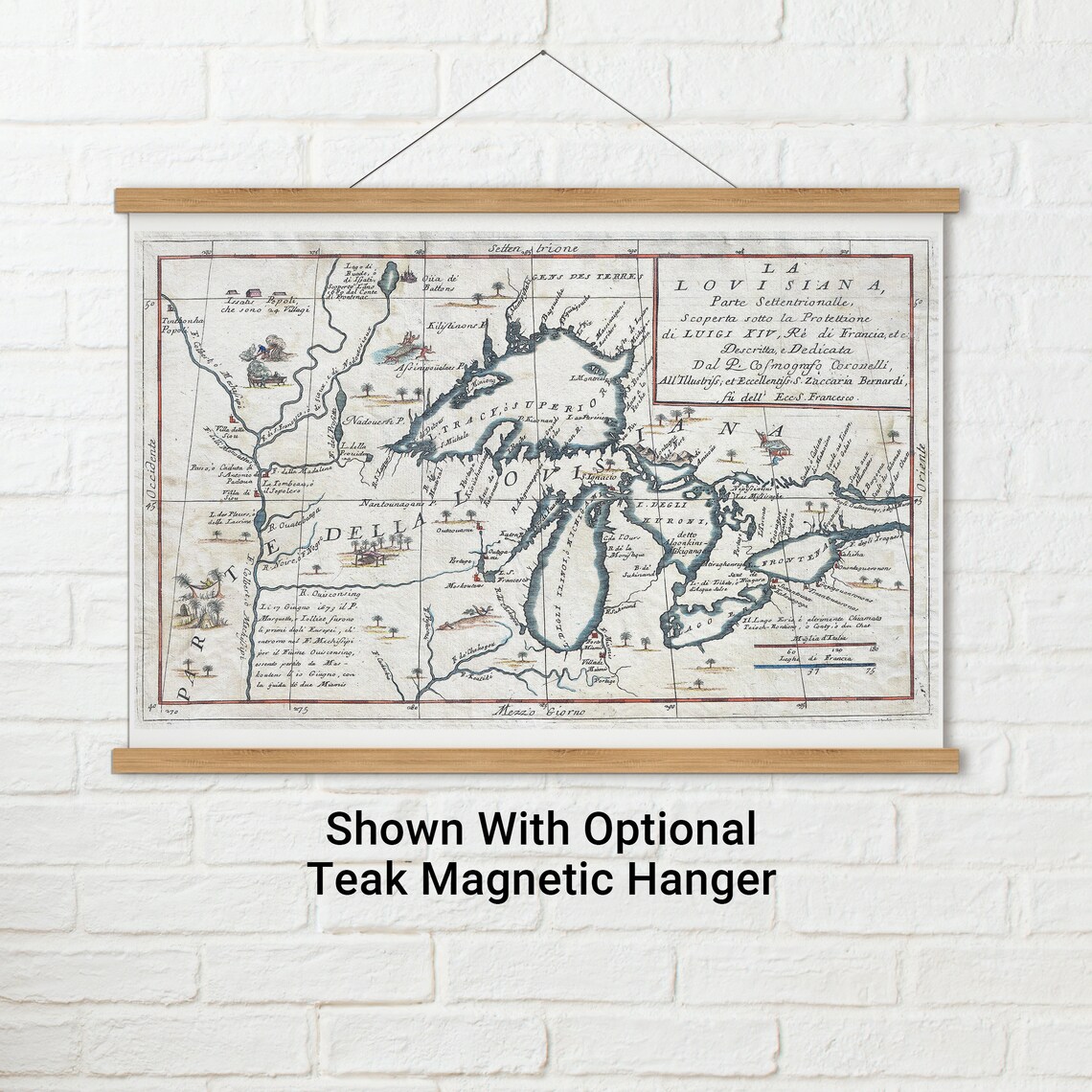 Map of the Great Lakes Antique Historic Map by Coronelli 1695 - Etsy