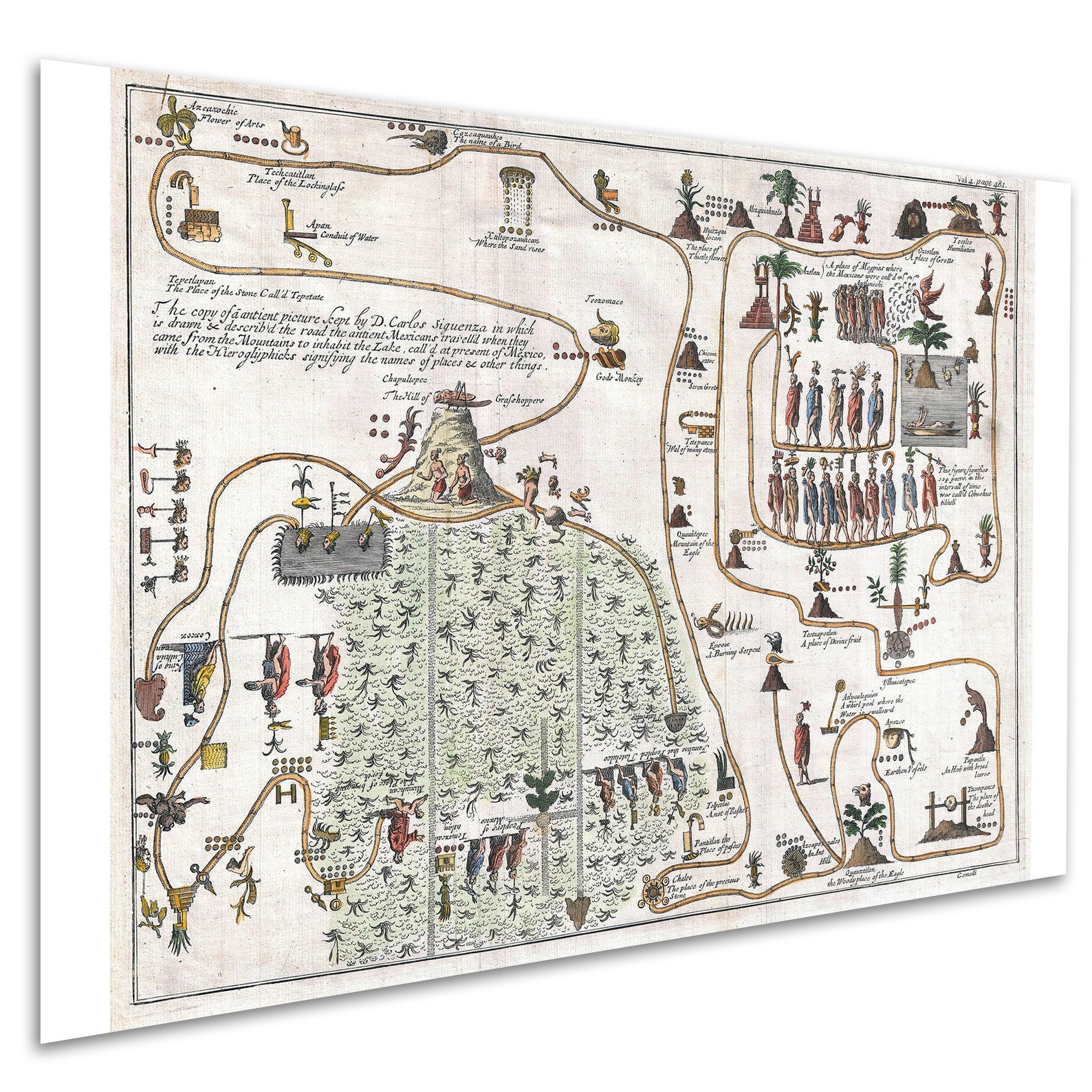 Map of Aztec Migration Aztlan to Chapultepec Antique Map - Etsy