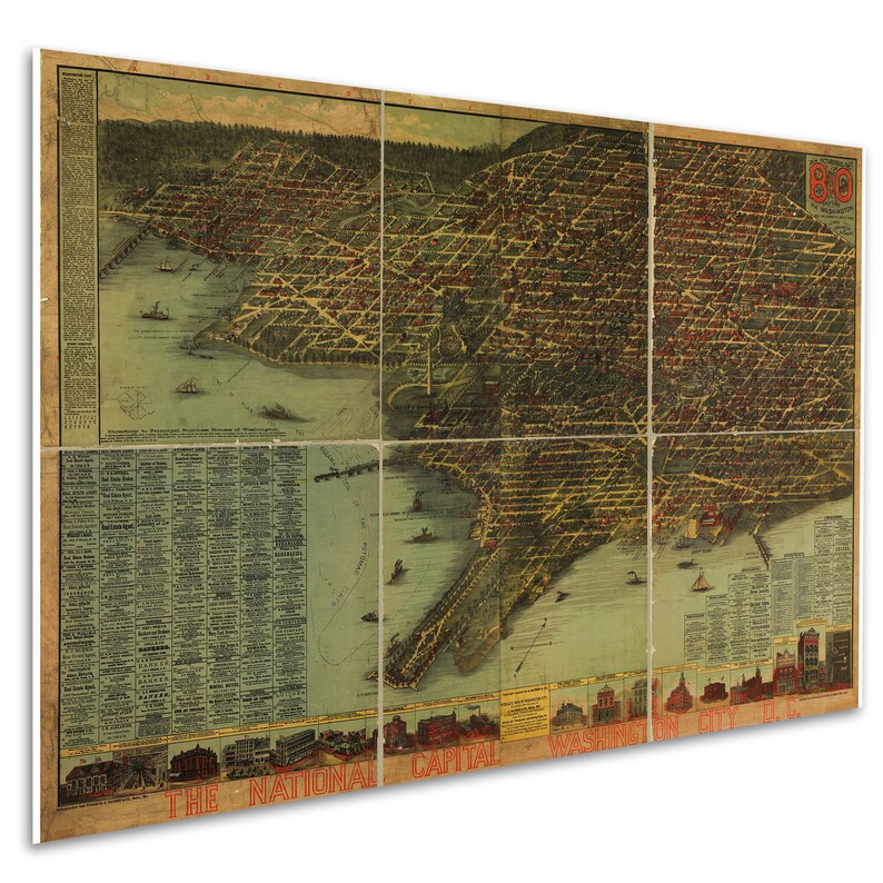 Map of Washington D.C. by Sachse 1884 Antique Birdseye Map - Etsy