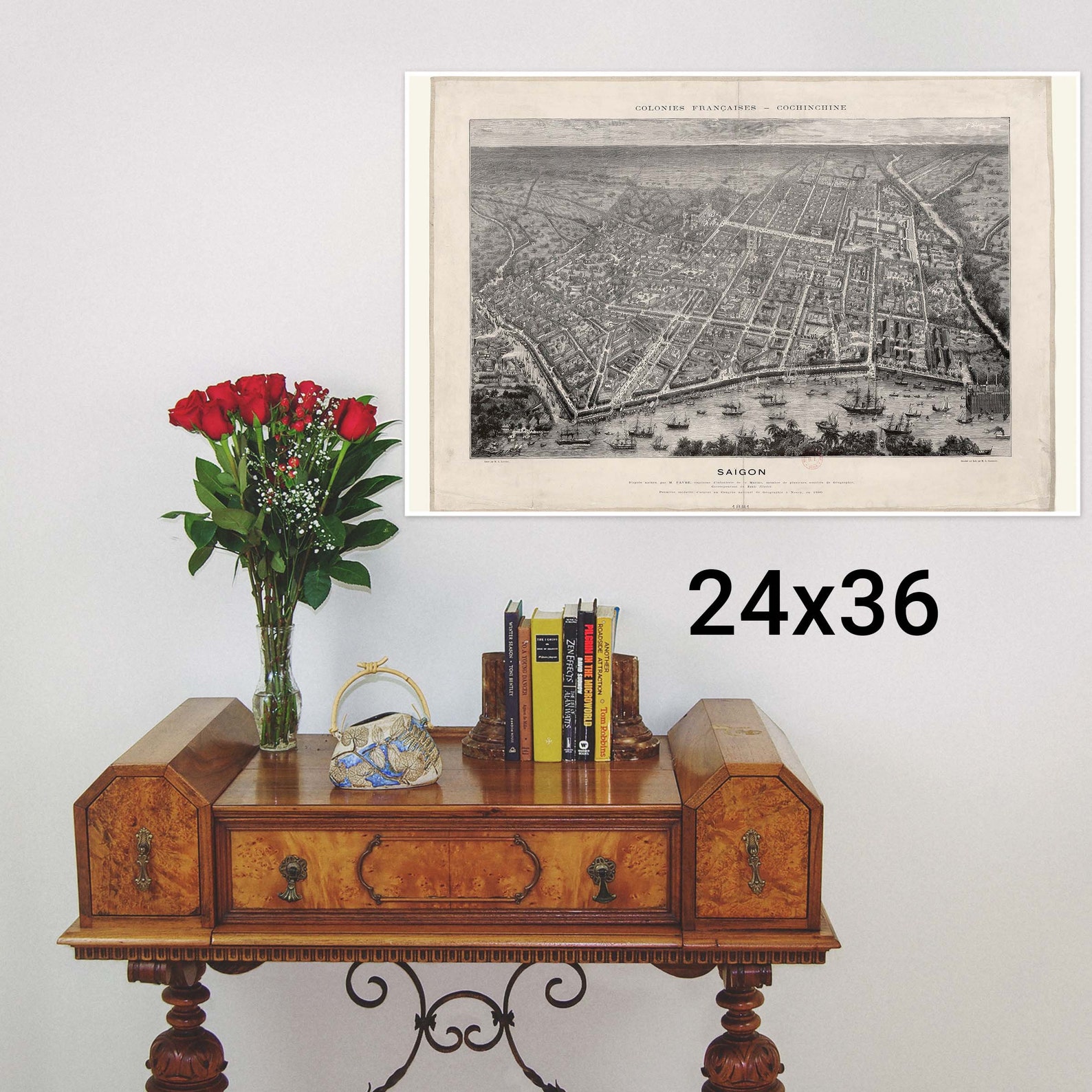 Citadel of Saigon 1881 Antique Map Historic Vietnam Teak - Etsy