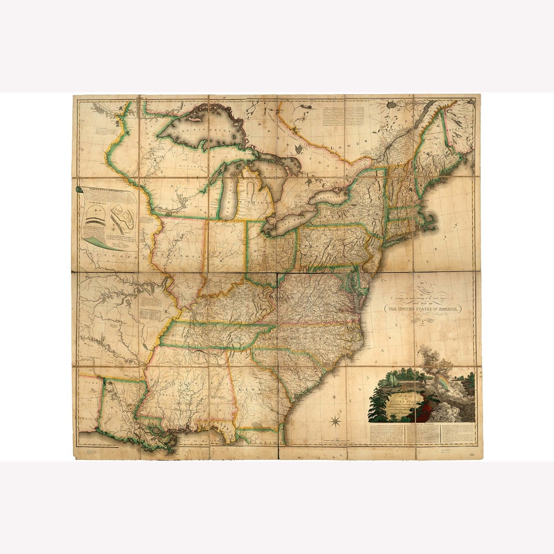 Map of Eastern United States, Canada and British Provinces, 1816 - Teak ...