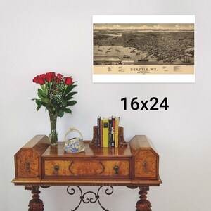 Map of Seattle Washingon 1884; Antique Birdseye or Pictorial Map ...