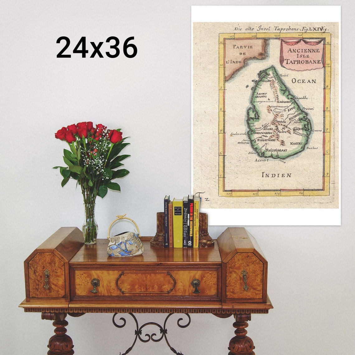 Map of Ceylon Sri Lanka Taprobane Antique Historic Map by - Etsy