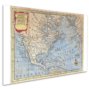 Map of North America; Antique Map; Historic Cartography, 1747 - Teak ...