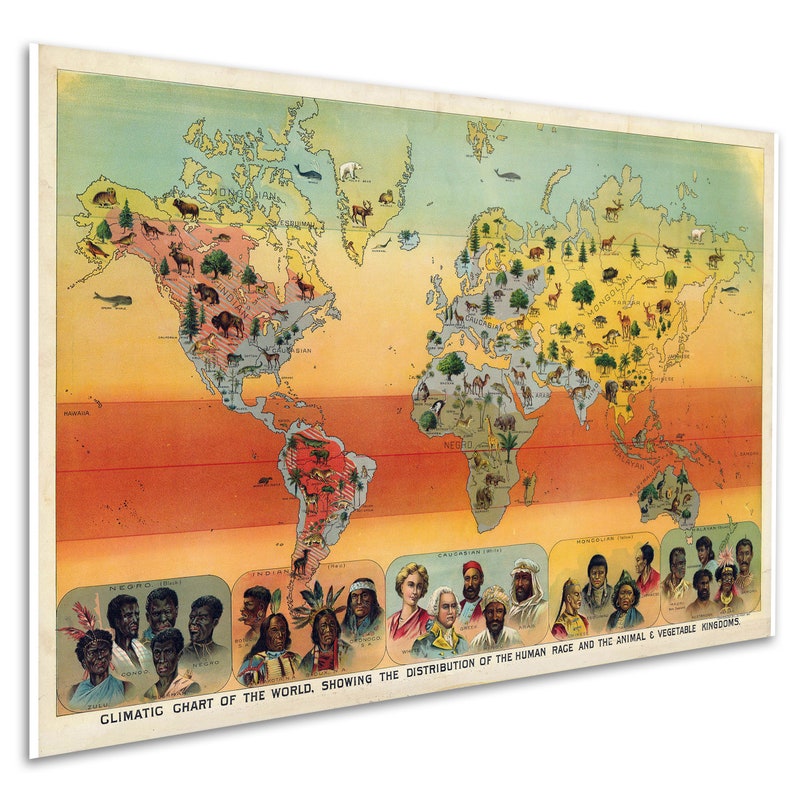 Antique Map Climate Chart of the World 1893 Custom Printed - Etsy