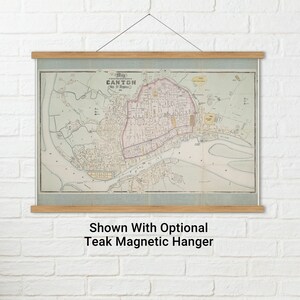 Canton China; Antique Map, 1860; Fine Quality Restored Print - Teak ...