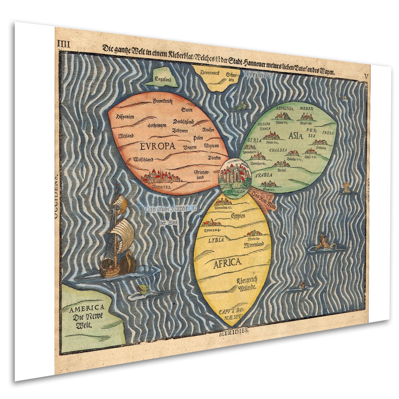 Bunting Clover Leaf Map Historic World Map From Sacrae | Etsy