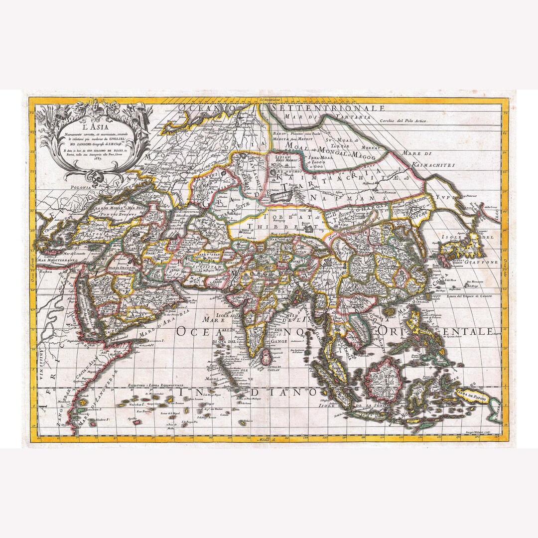 1687 Giovanni Giacomo De Rossi Antique Map Showcasing Asia and East ...