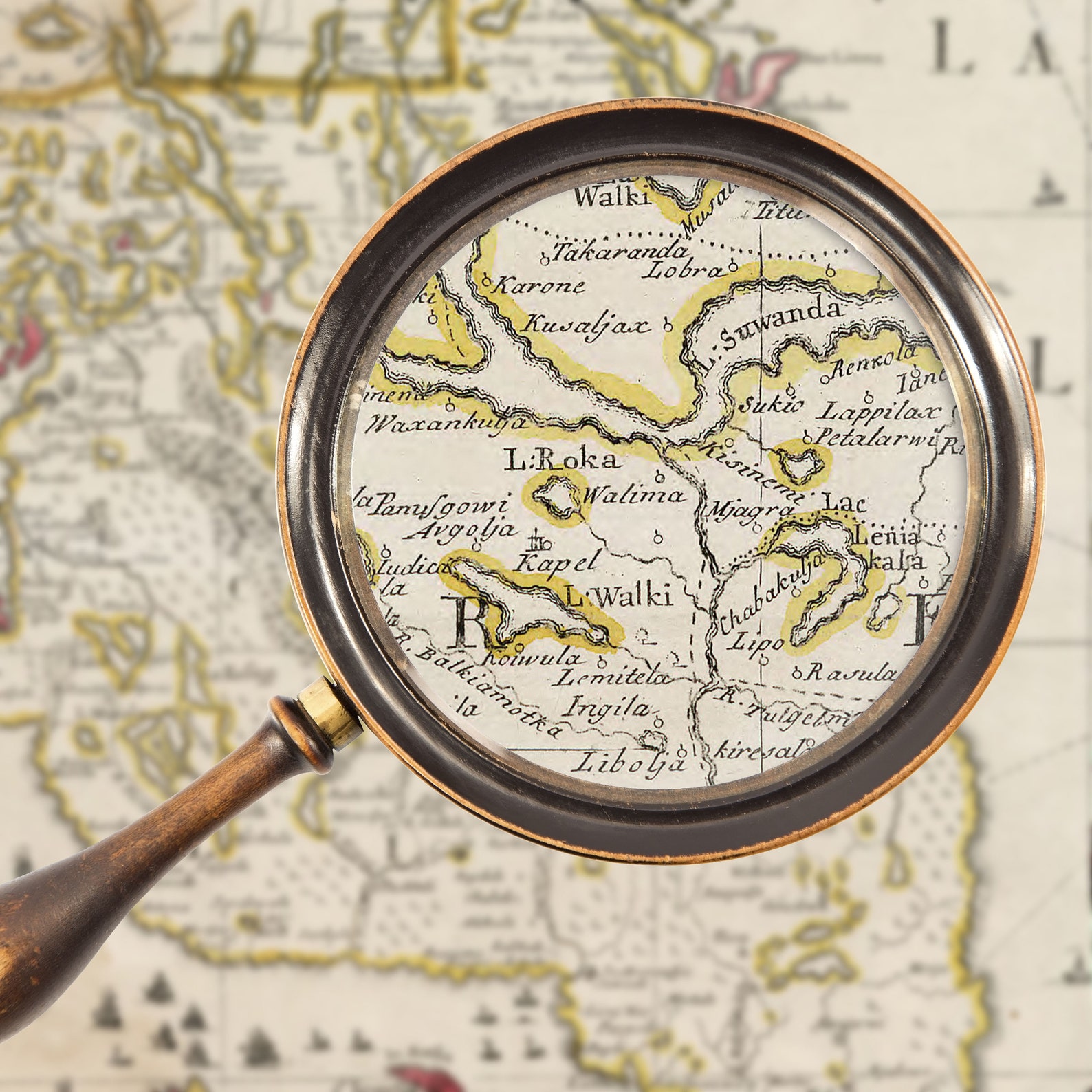 Map of Ingria and Karelia or Carelia, Historic Map 1745 - Teak Wood ...