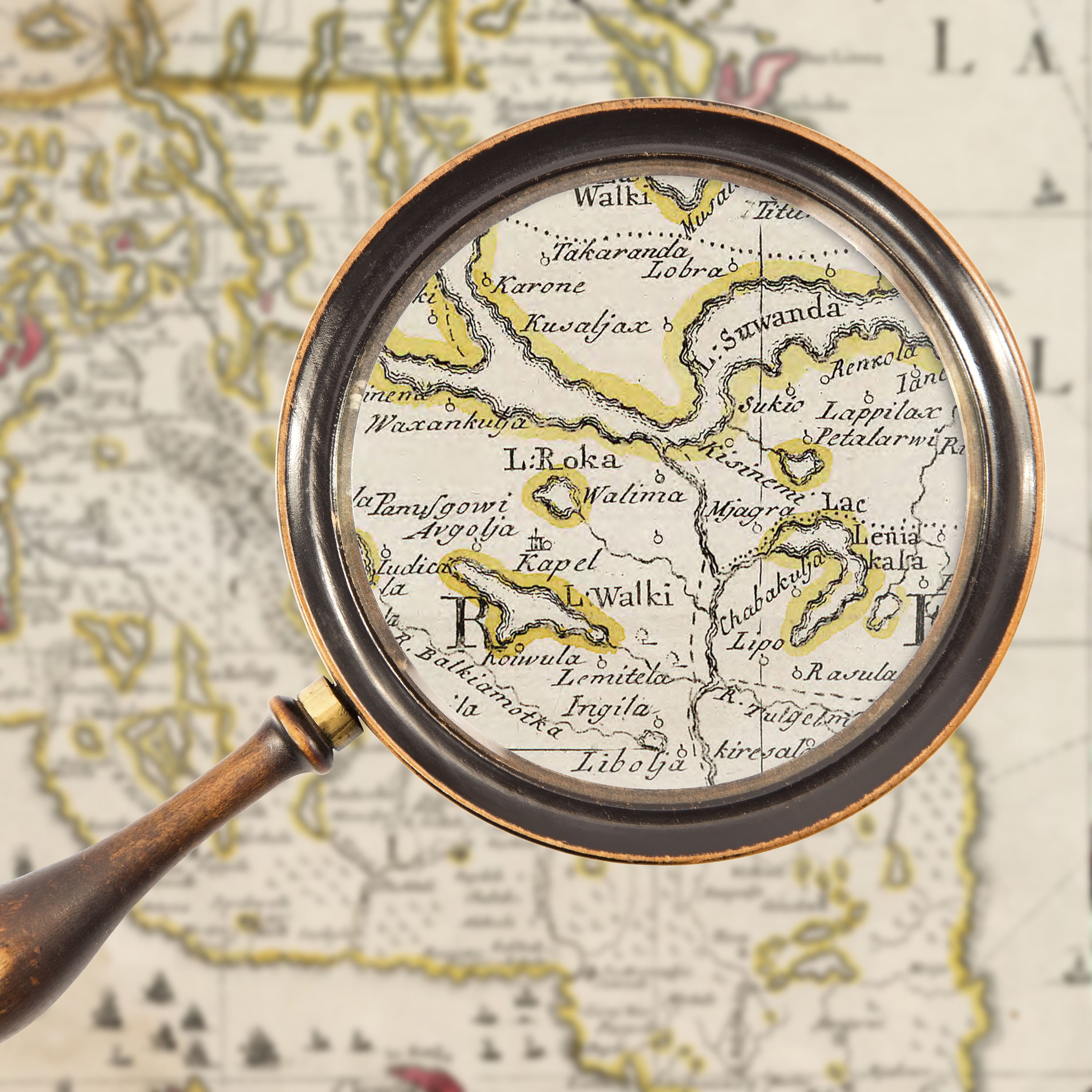 Map of Ingria and Karelia or Carelia, Historic Map 1745 - Teak Wood ...