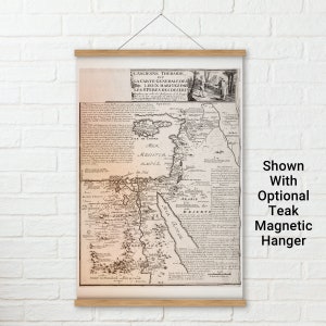 French Map of the Holy Land, 1738, Historic - Teak Wood Magnetic Hanger ...