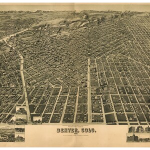 Map of Denver Colorado Antique Map Pictorial or Birdseye | Etsy