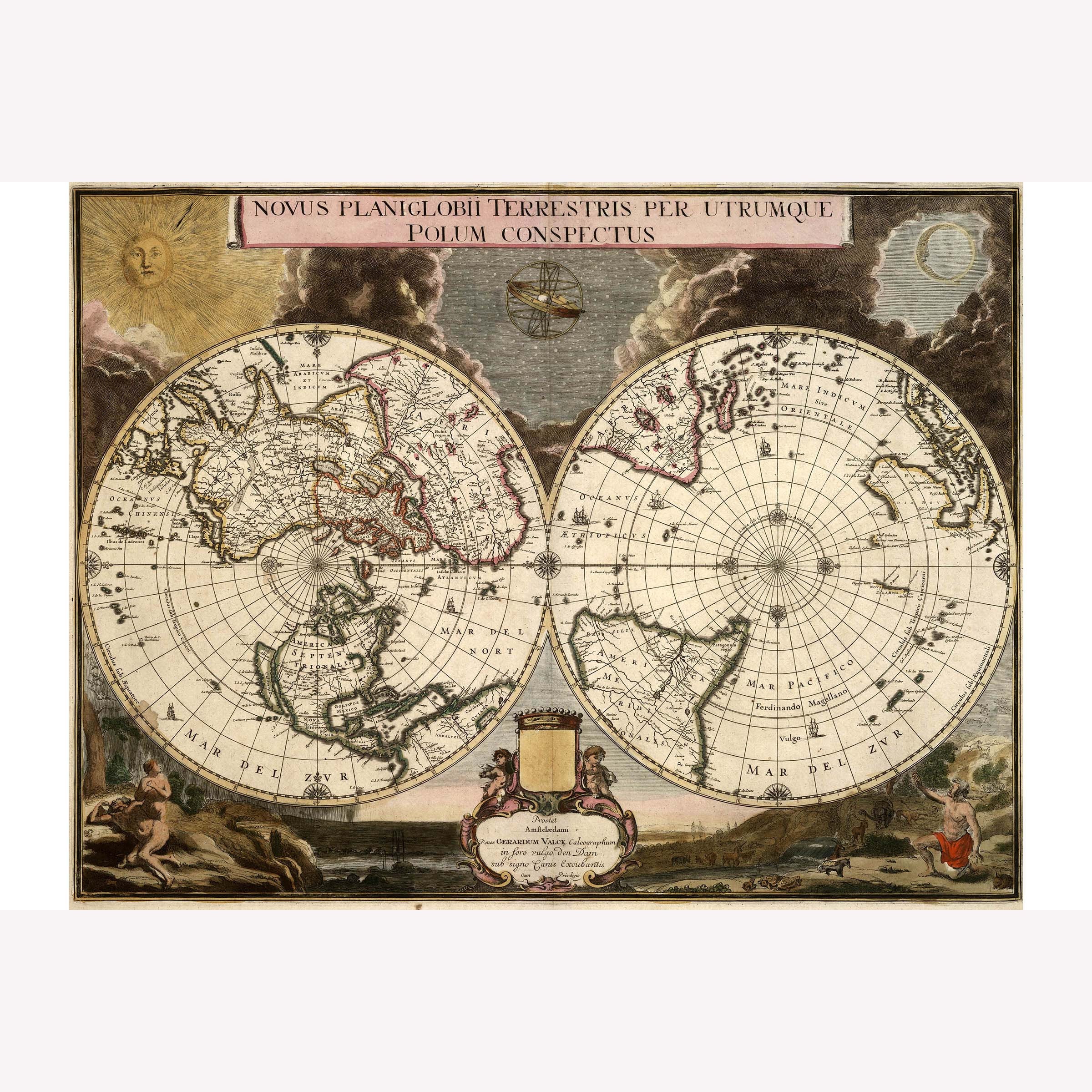 The Mysterious Final Blaeu World Map, Polar Projections; Superb! 1672 ...