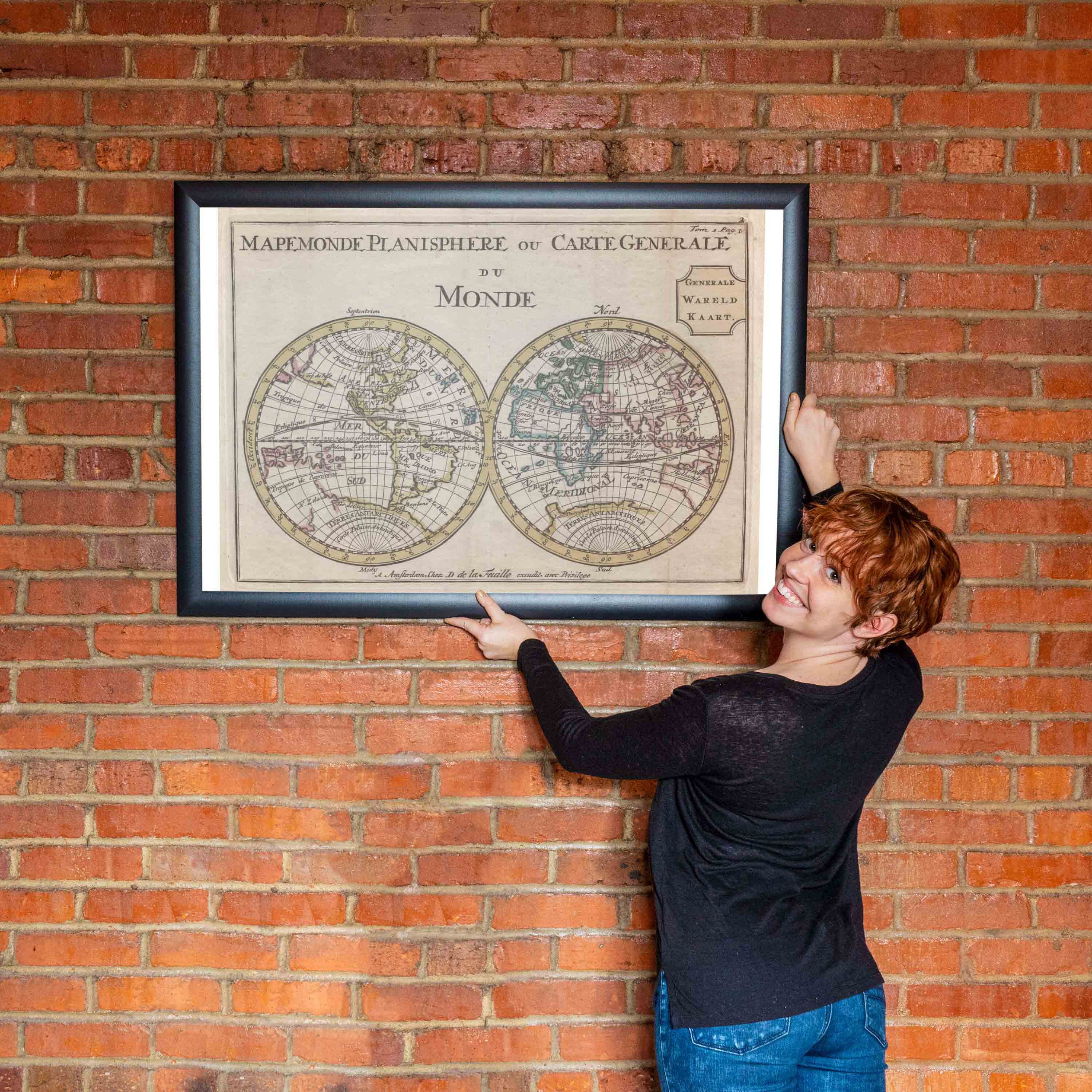 Map of the World Hemisphere Projection Antique Map by | Etsy