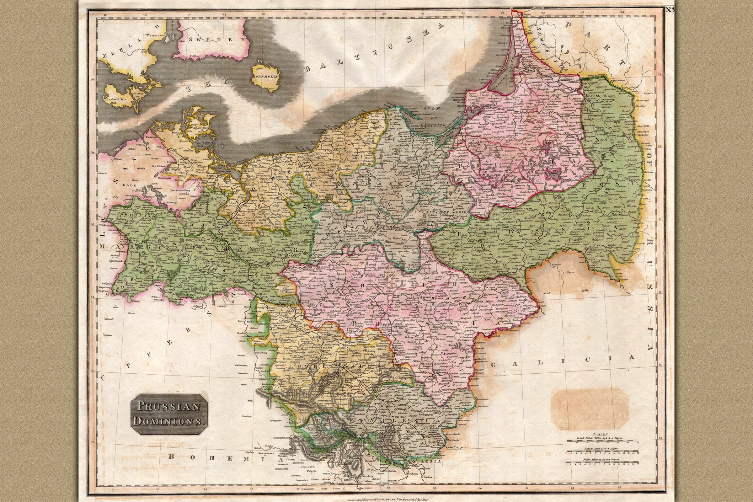 Prussia Prussian Dominions Antique Map by Thomson 1815 | Etsy
