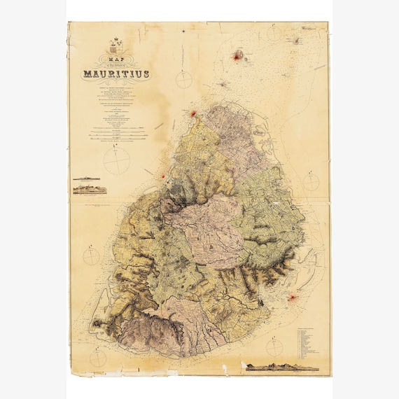 Mauritius Antique Map 1880 by Descubes Historic Cartography - Etsy