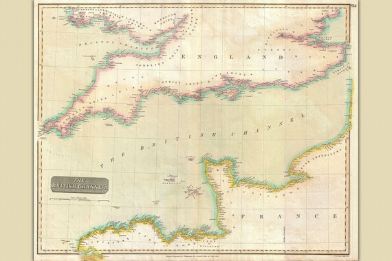 English Channel Antique Map by Thomson 1814 | Etsy