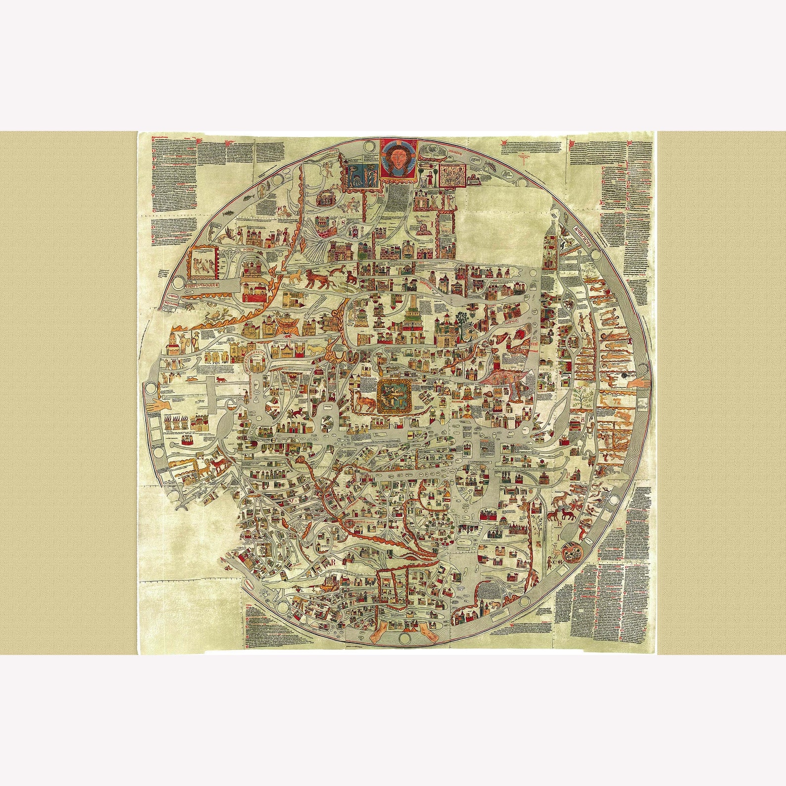 Ebstorfer Map; Mappa Mundi; Medieval World Map Ca.1235 - Teak Wood ...