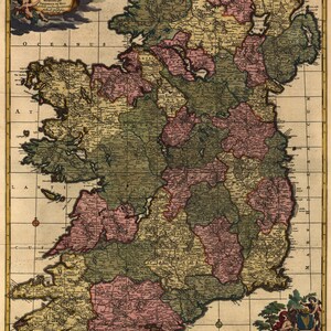 Map of Ireland by De Wit 1700 Antique Map Custom Printed to | Etsy