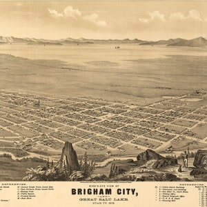 Map of Brigham City Utah 1875 Antique Birdseye Map Custom | Etsy