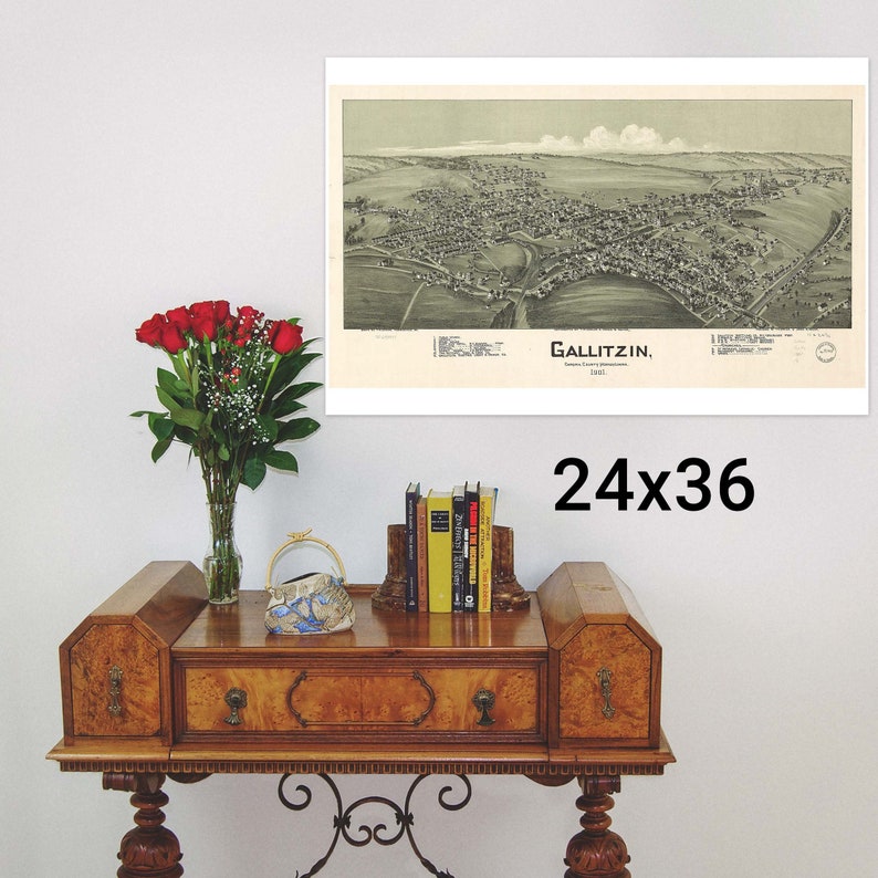 Map of Gallitzin PA Antique Map Pictorial or Birdseye Map - Etsy