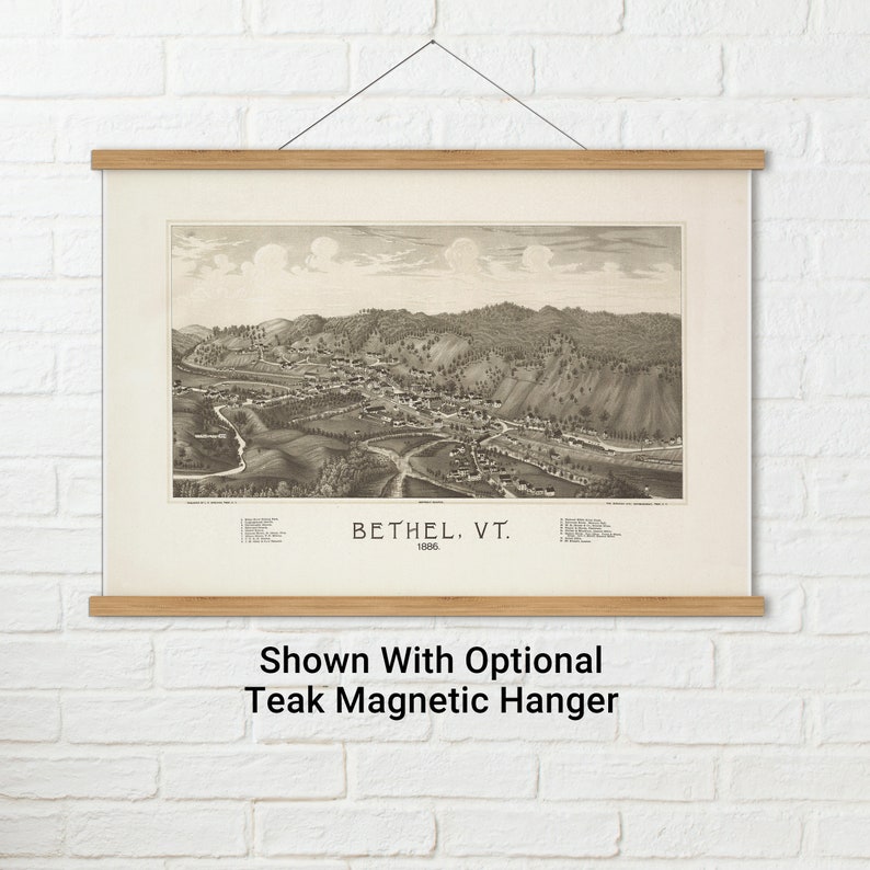 Bethel Vermont Antique Birdseye Map 1886 Teak Wood - Etsy