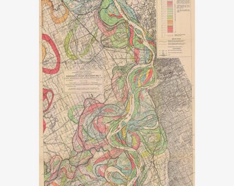 Mississippi River Meander Belt Geological Map by Harold Fisk | Etsy
