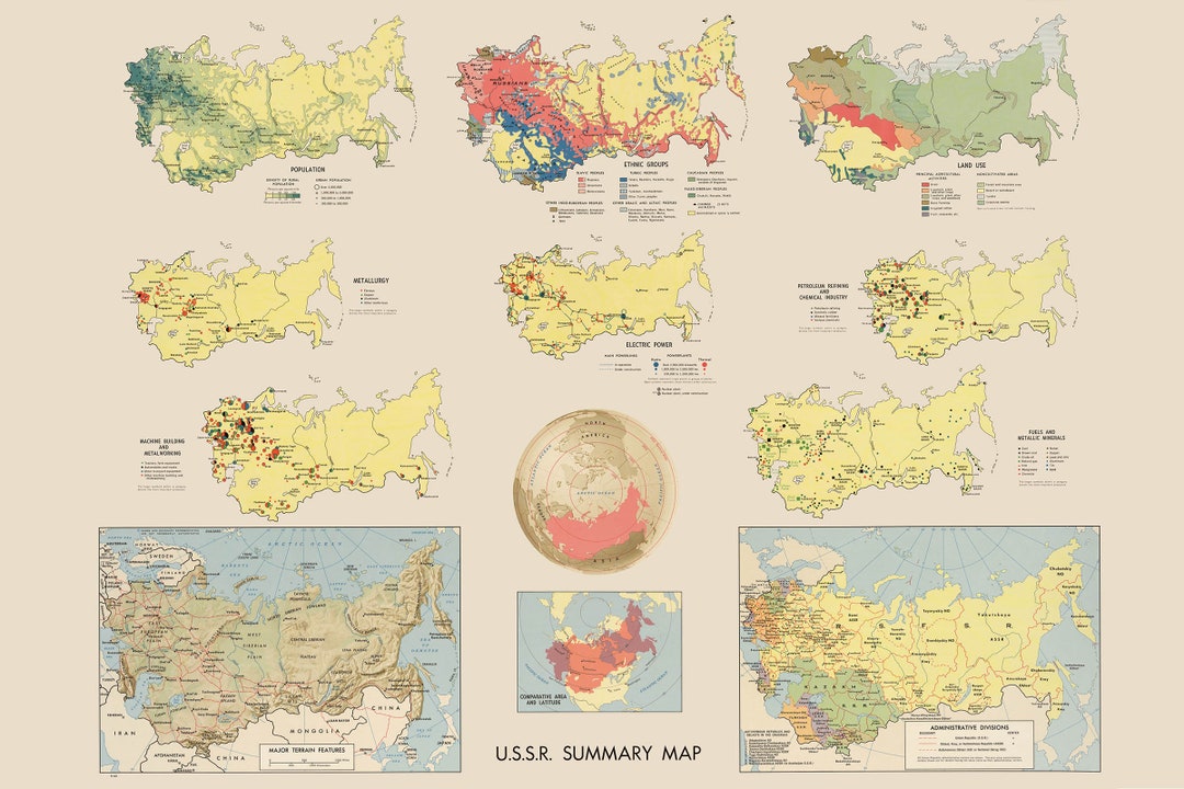 CIA Map of USSR; Historic Central Intelligence Agency Map, 1967 - Teak ...