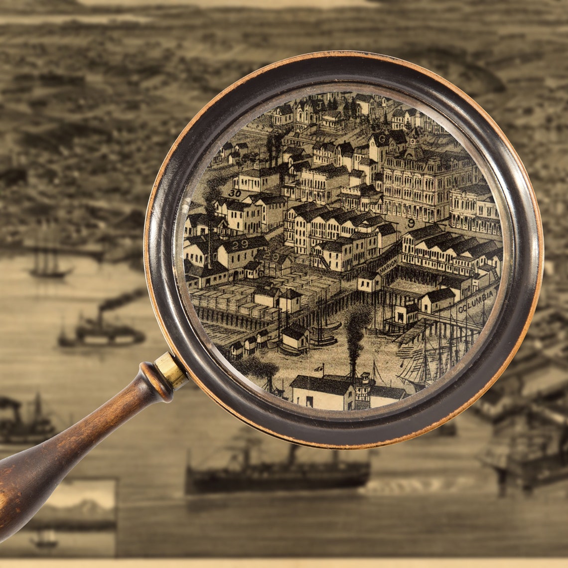 Map of Seattle Washingon 1884 Antique Birdseye or Pictorial | Etsy