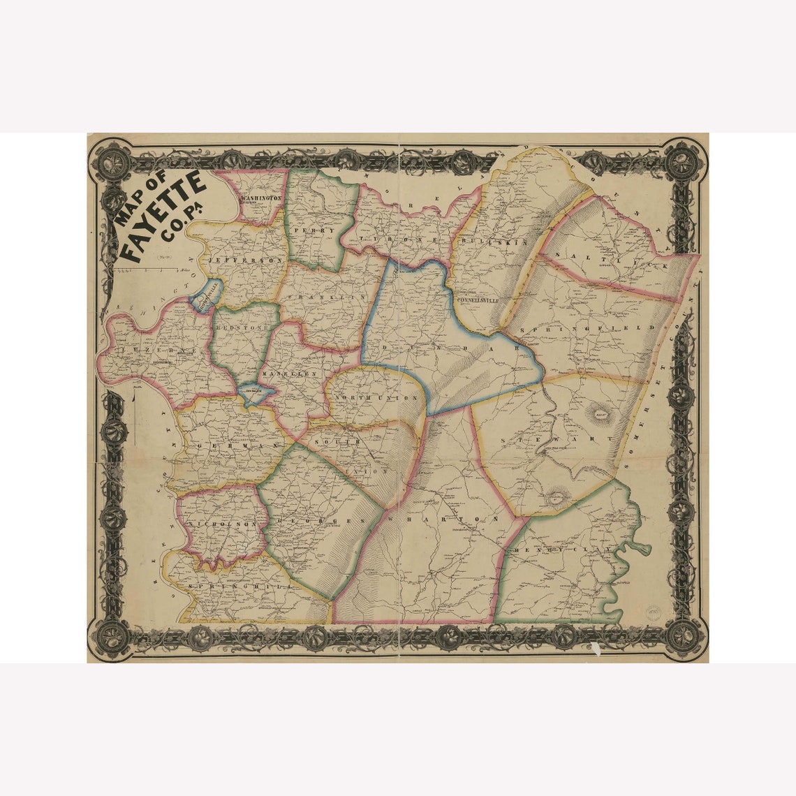 Fayette County PA Antique Map With Householder's Names - Etsy