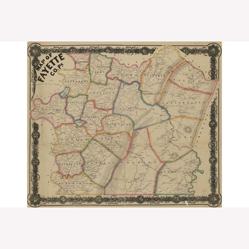 Fayette County PA Antique Map With Householder's Names - Etsy