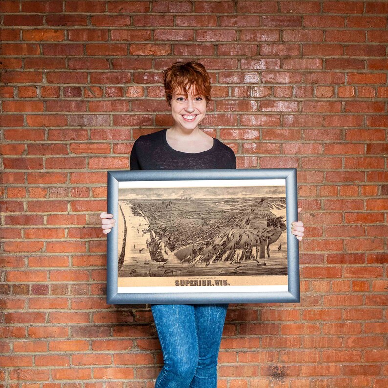 Map of Superior Wisconsin Antique Map Pictorial or Birdseye | Etsy