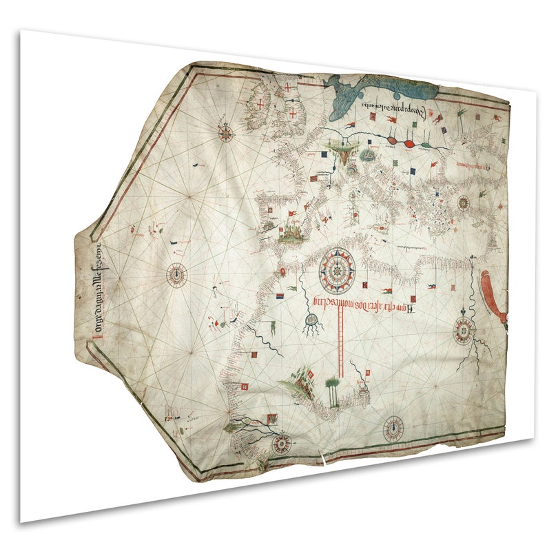 Chart Map of Mediterranean Historic Map 1492 by Jorge De - Etsy