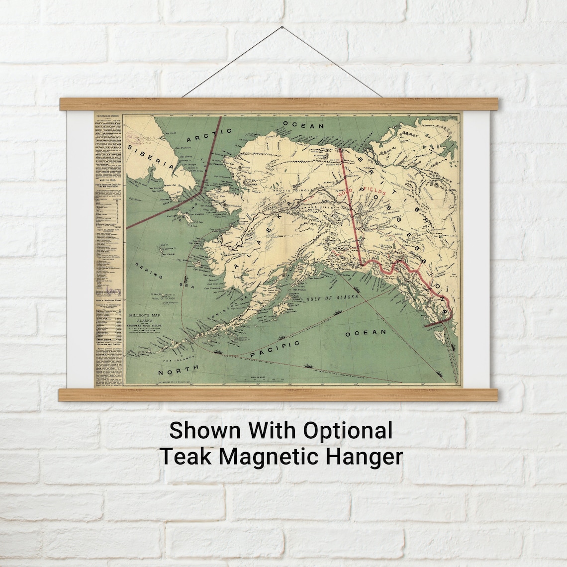 Gold Rush Map; Alaska Klondike Gold Fields, 1884, Vintage Historic ...