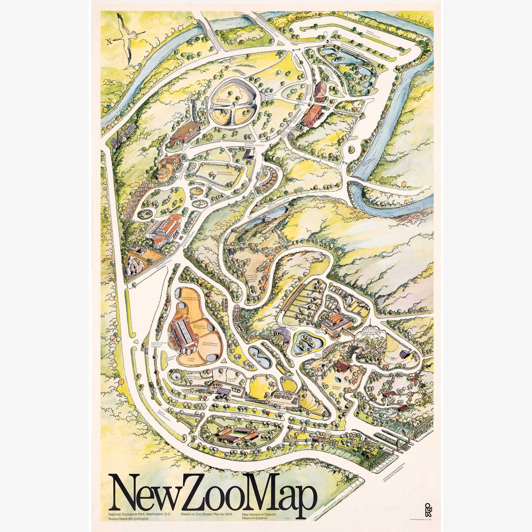 National Zoo; Zoological Park Map, 1975; Washington, DC - Teak Wood ...