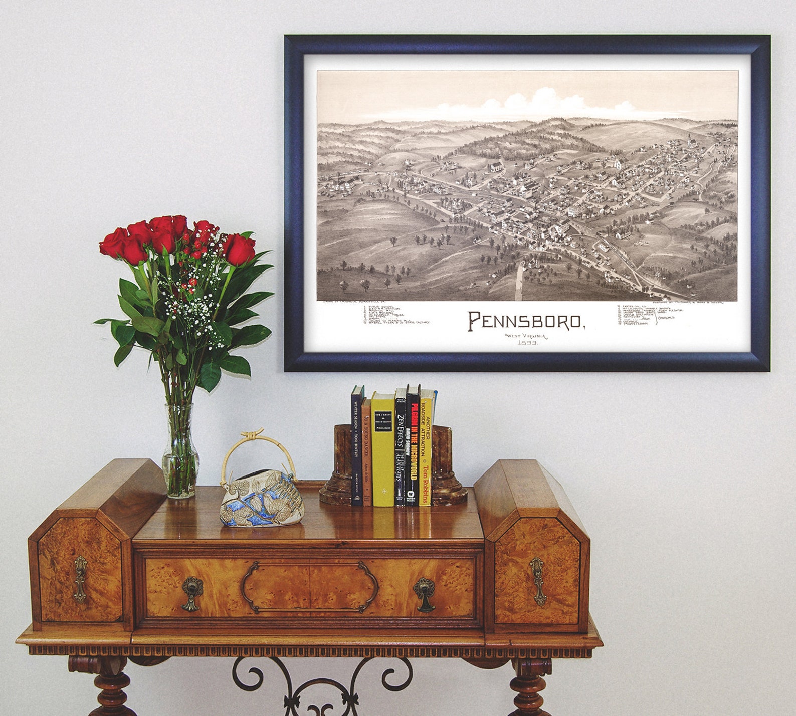 Pennsboro West Virginia. Antique Birdseye Map 1899 Teak - Etsy