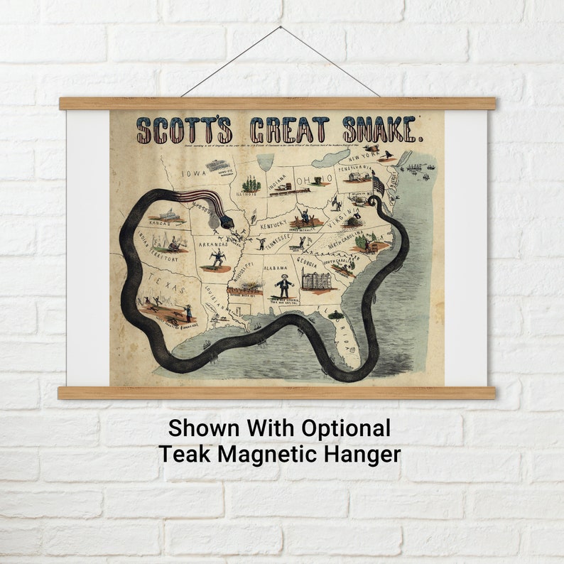 Civil War Map of Scott's Great Snake 1861 Antique Civil - Etsy