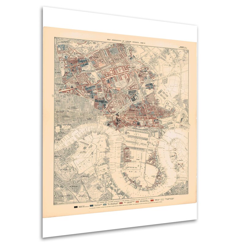 London Map Descriptive of Poverty Antique Map 1898-1899 - Etsy