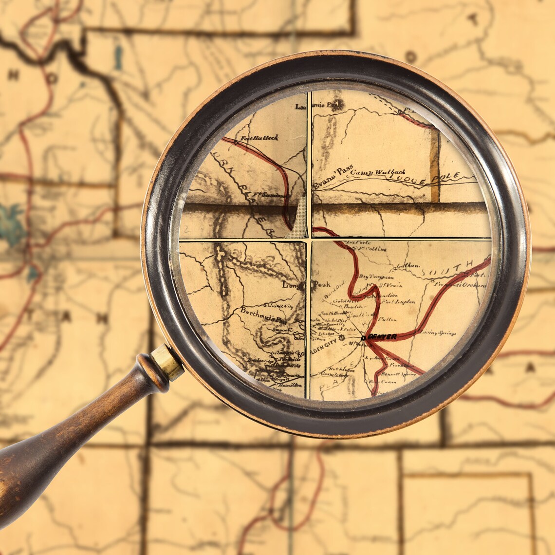 Map of Western United States Postal Routes; Antique Map; 1867 - Teak ...