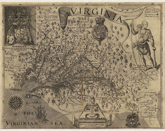 First Detailed Map of the Chesapeake Region by Captain John Smith, 1606 ...