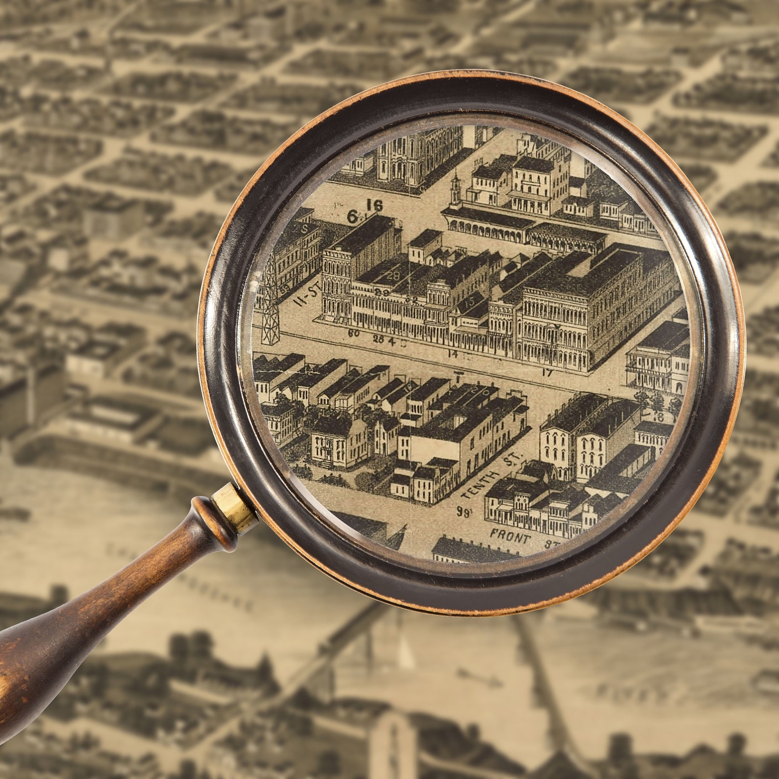 Columbus GA Antique Map Perspective Pictorial or Birdseye - Etsy