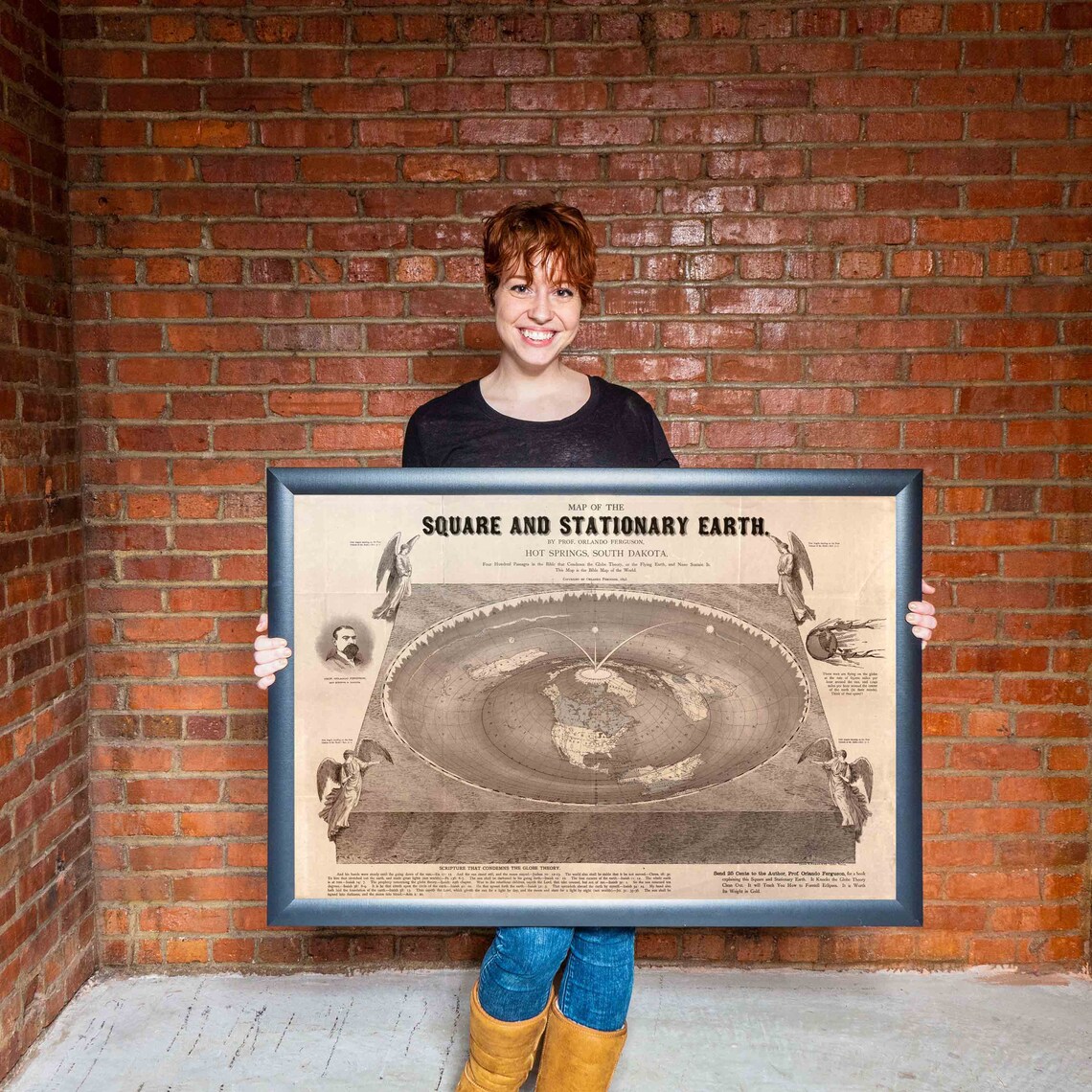 Map of Square & Stationary Earth Prof. Orlando Ferguson 1893 | Etsy