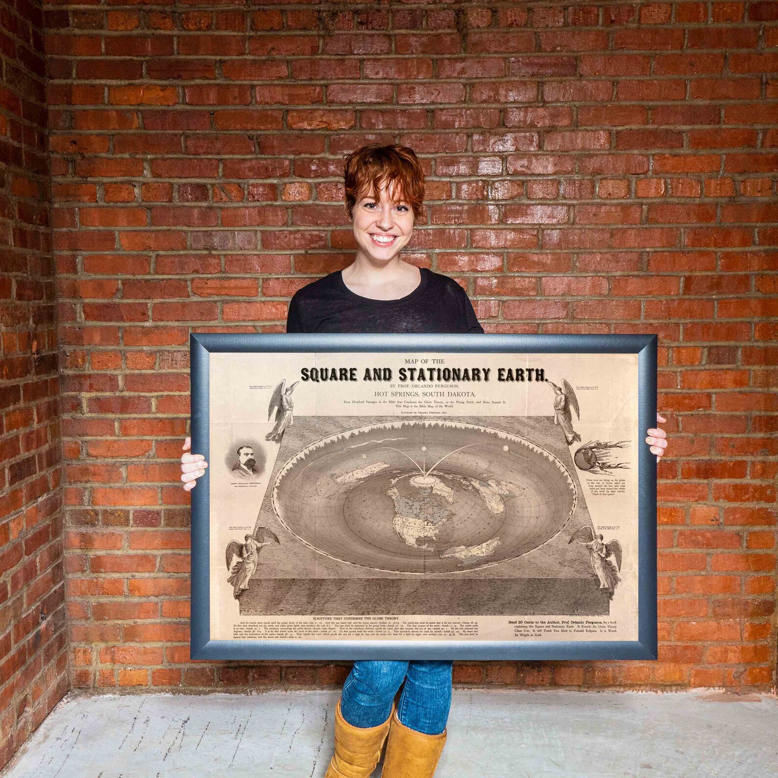 Map of Square & Stationary Earth Prof. Orlando Ferguson 1893 | Etsy